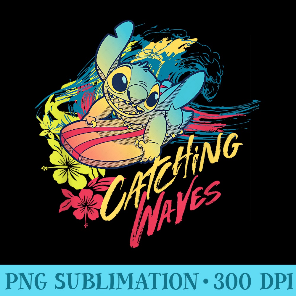 Disney Lilo Stitch Beach Vibes Surfing Catching Waves - Shir | Inspire ...