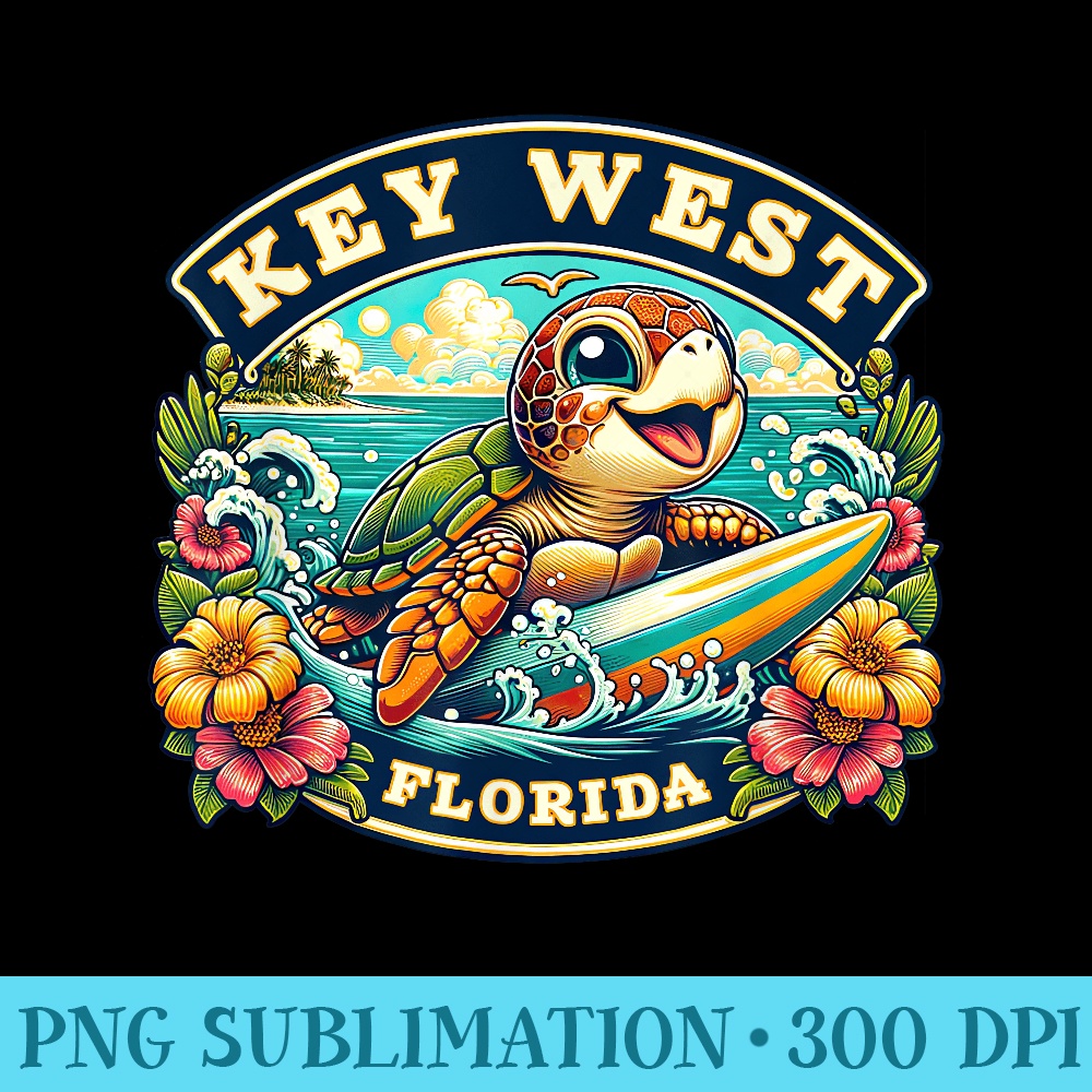Key West Florida Cute Sea Turtle Surfing - PNG Download | Inspire Uplift