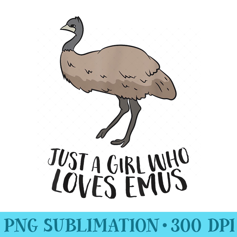 Cute Emu Girl Just a Girl Who Loves Emus - Shirt Drawing PNG | Inspire ...