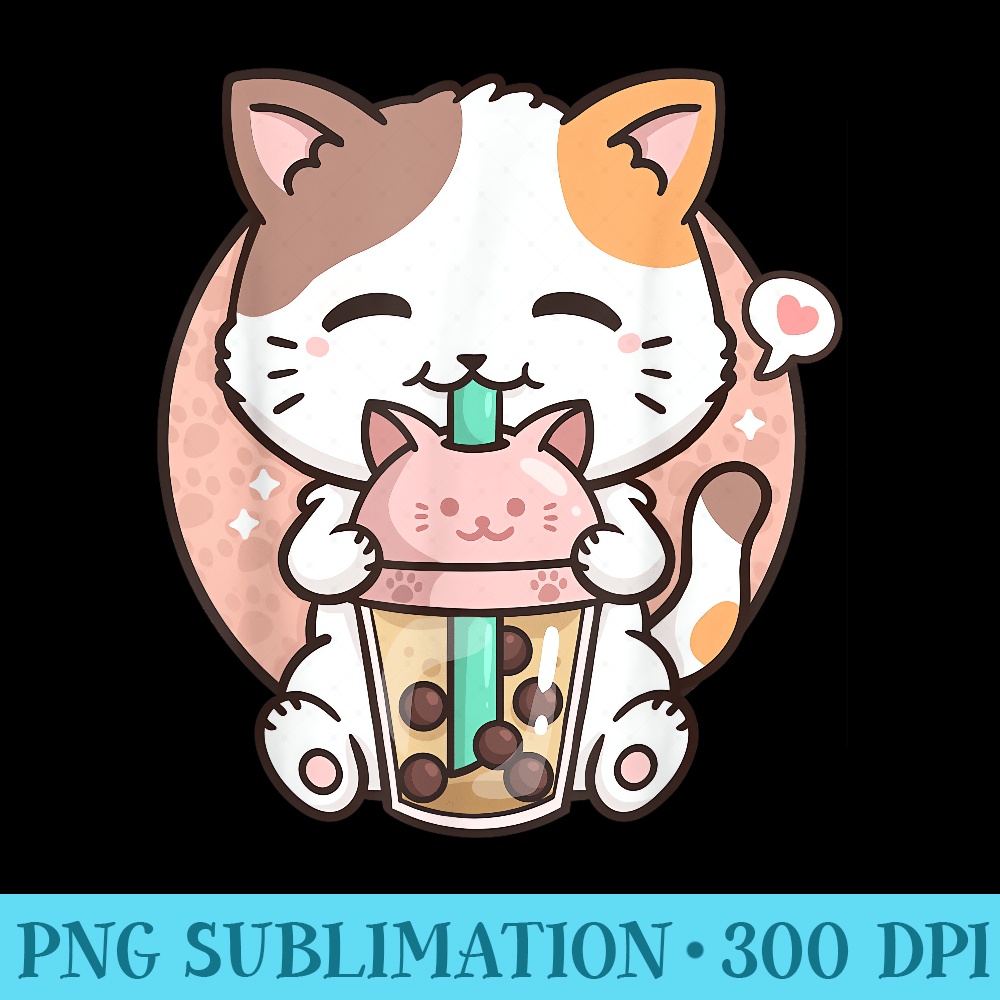 Boba Tea Cat Bubble Tea Cat Milk Tea Kawaii Anime Cat - Tren | Inspire ...