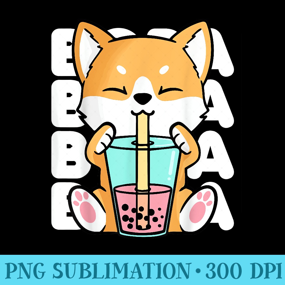 Kawaii Shiba Inu Dog Bubble Tea Boba Anime Neko Japan - PNG | Inspire ...