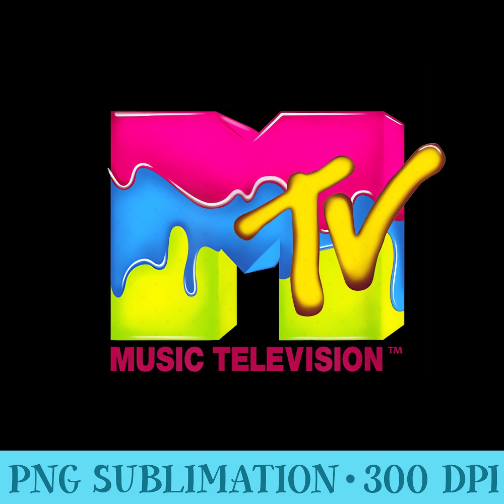 MTV Neon Paint Drip Retro Logo - Ready To Print PNG Designs | Inspire ...