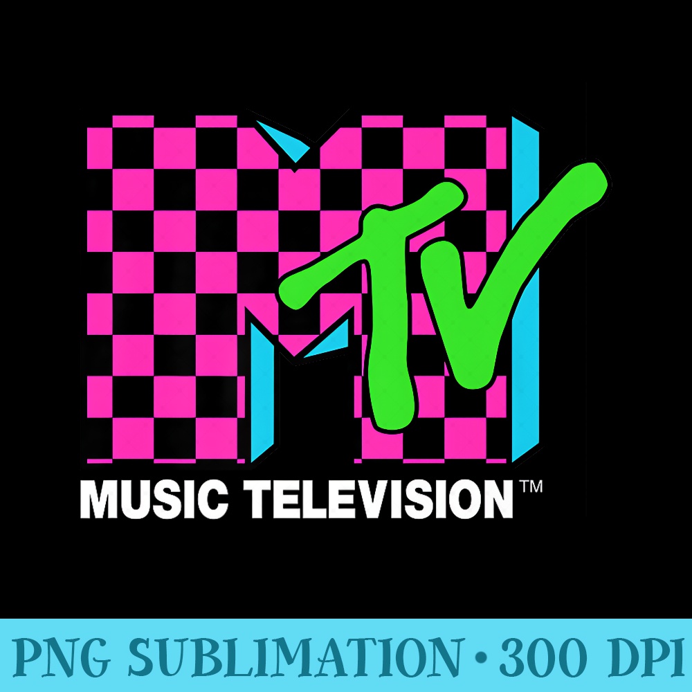 Classic MTV Logo Pink And Blue Checker Design Premium - Fash | Inspire ...