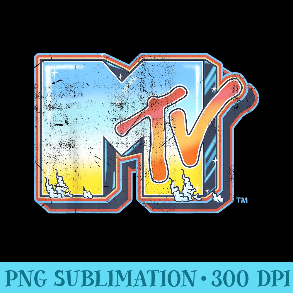 MTV Bright Airbrush Sparkle Logo Graphic T - Transparent PNG | Inspire ...