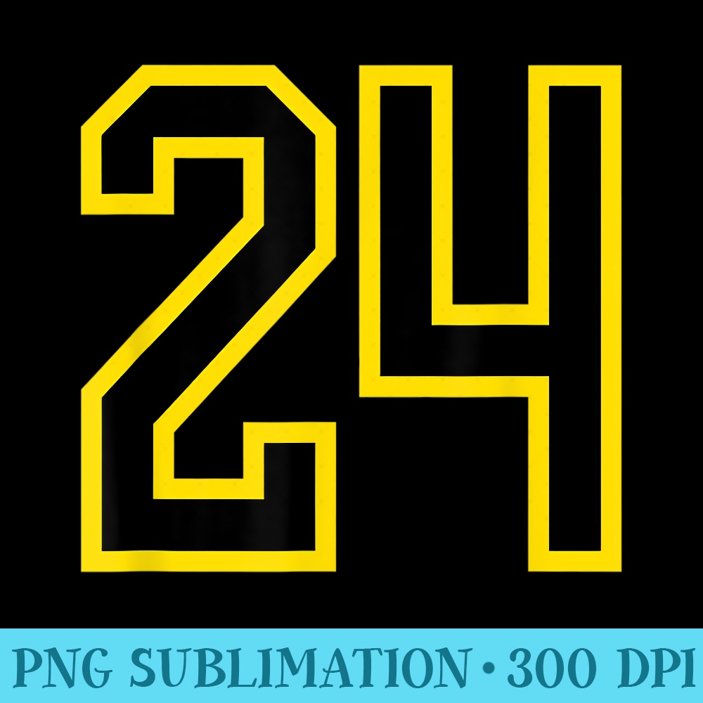 Jersey Number 24 Yellow Black Birthday Sports Number - PNG f | Inspire ...