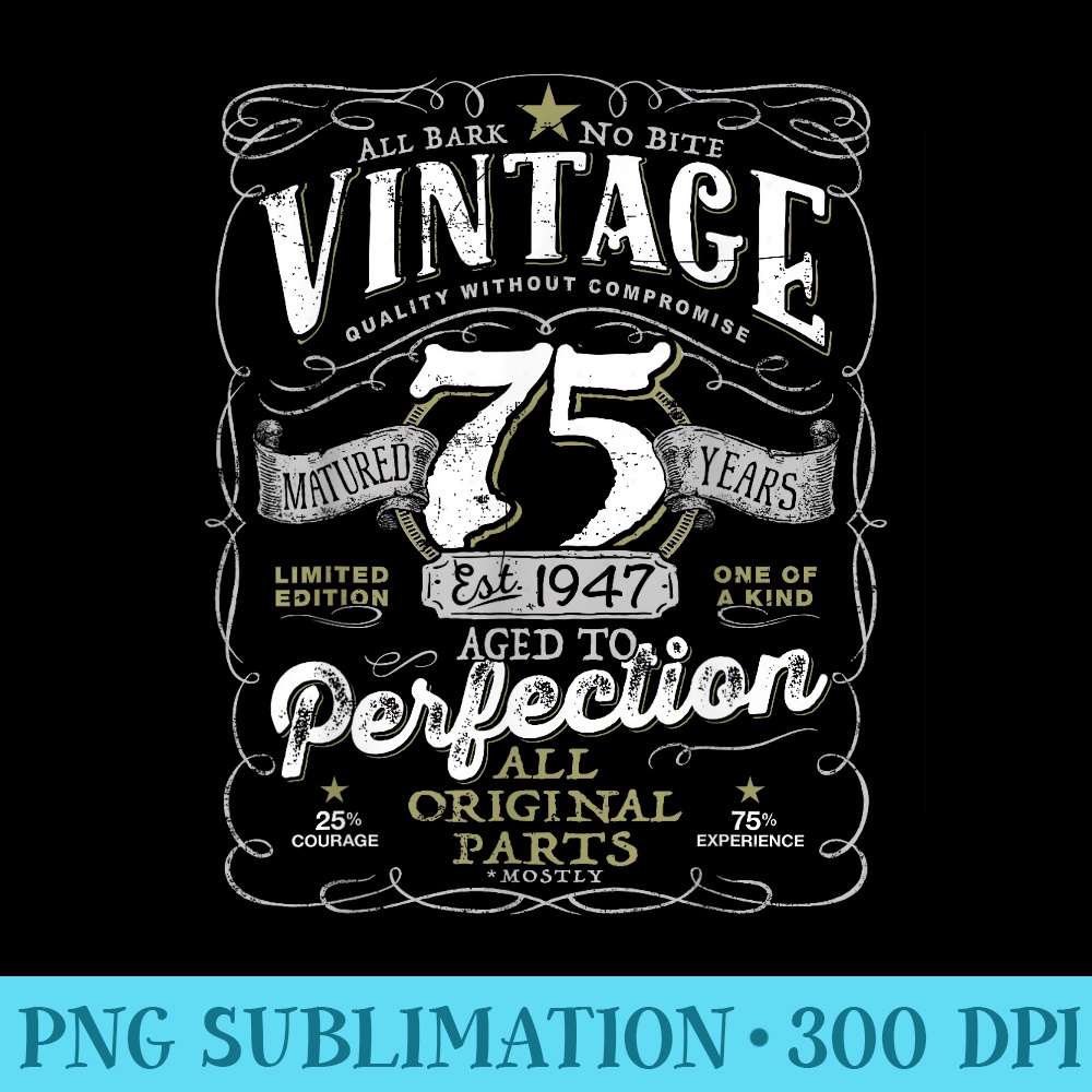 Vintage 75th Birthday For Him 1947 Aged To Perfection - Blan | Inspire ...