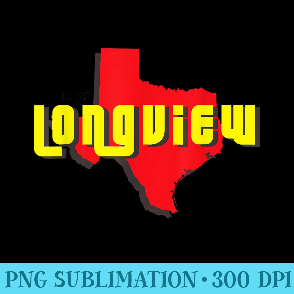 Longview Texas State Outline Retro TX - Digital PNG Artwork | Inspire Uplift