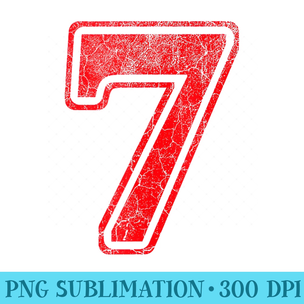 Red 7 Number Seven Front Back Vintage Logo Uniform - PNG Ima | Inspire ...