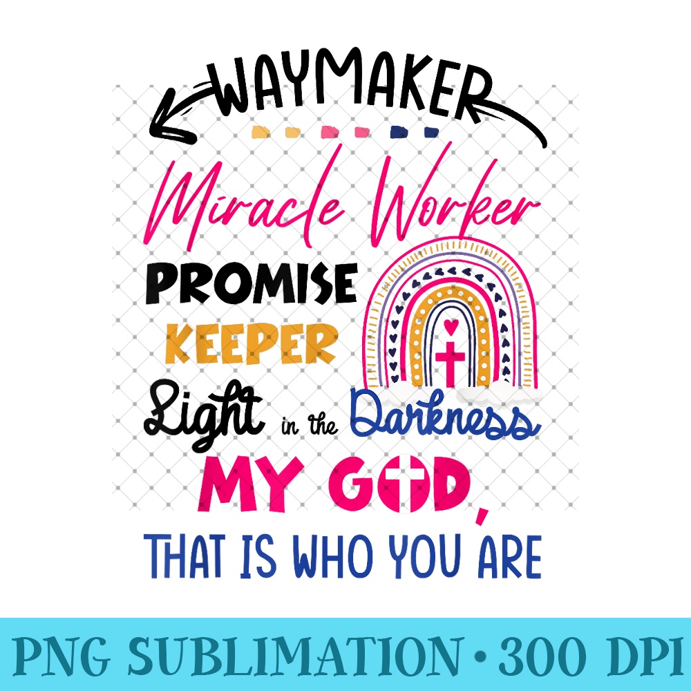 Waymaker Miracle Worker Rainbow Boho Christian - Printable P | Inspire Uplift