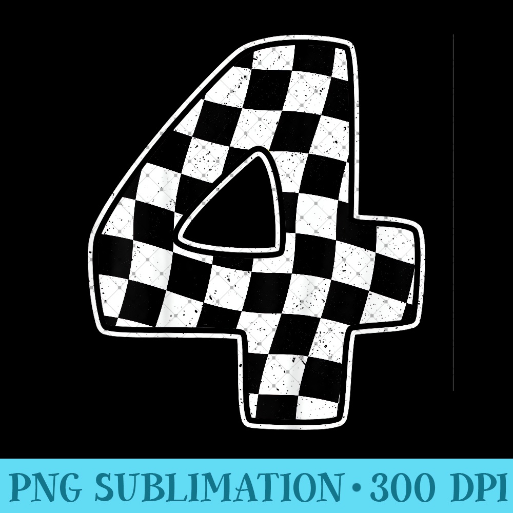 4th Birthday Checkered Number 4 Car Racing Flag - Printable | Inspire ...