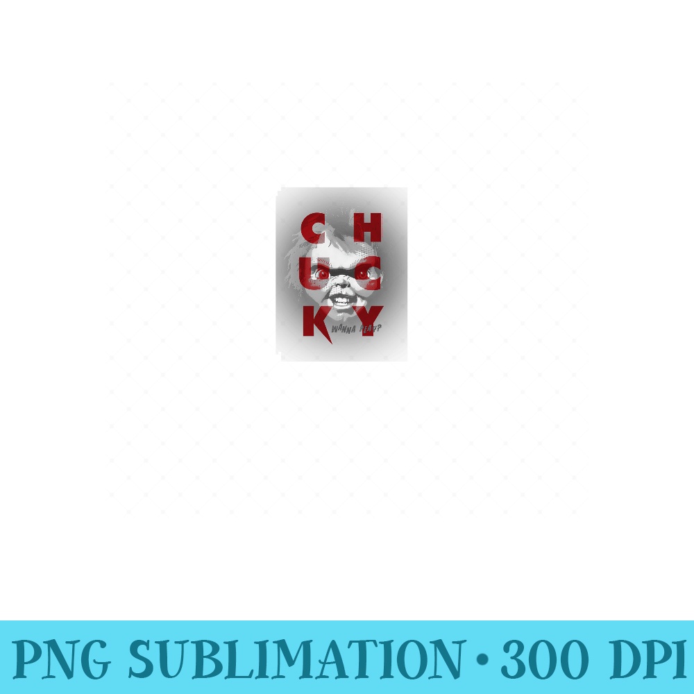 Chucky Wanna Play Grayscale Portrait - PNG Graphics | Inspire Uplift