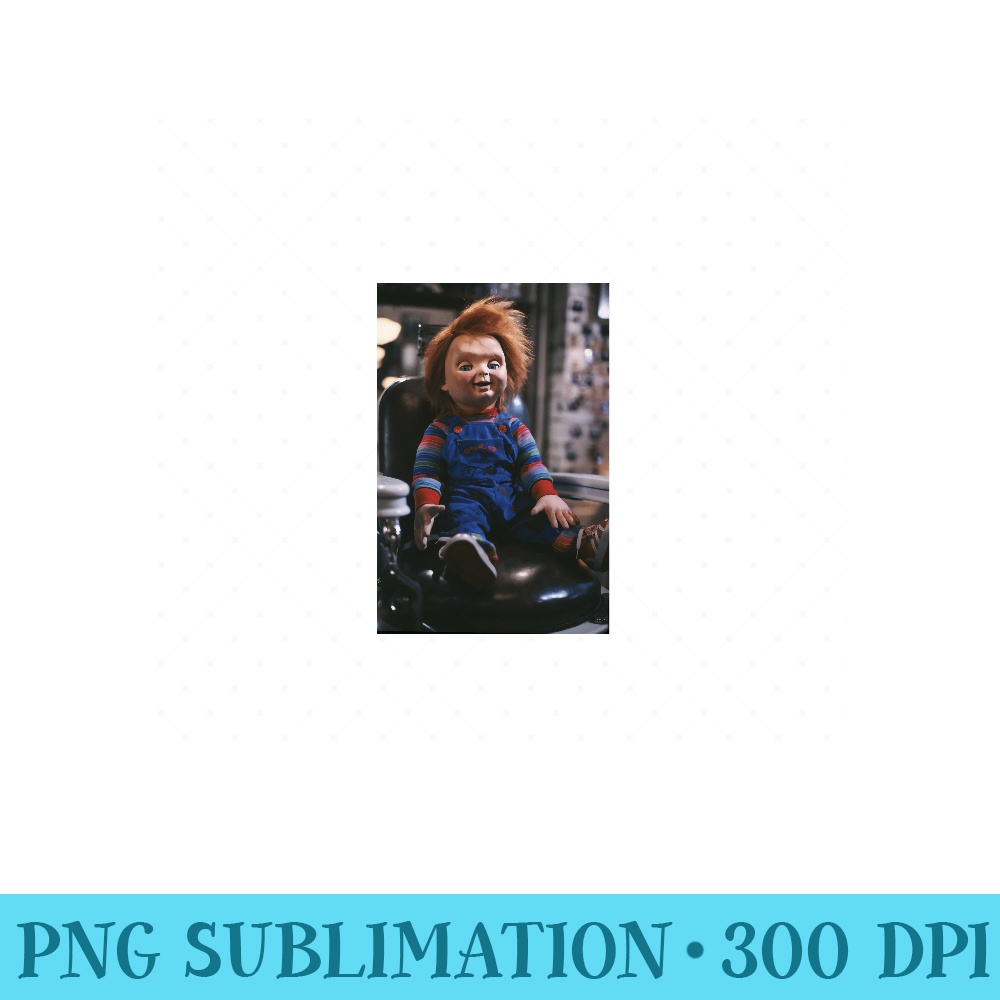 Chucky Sitting in Barber Chair Tshirt - High Resolution PNG | Inspire ...