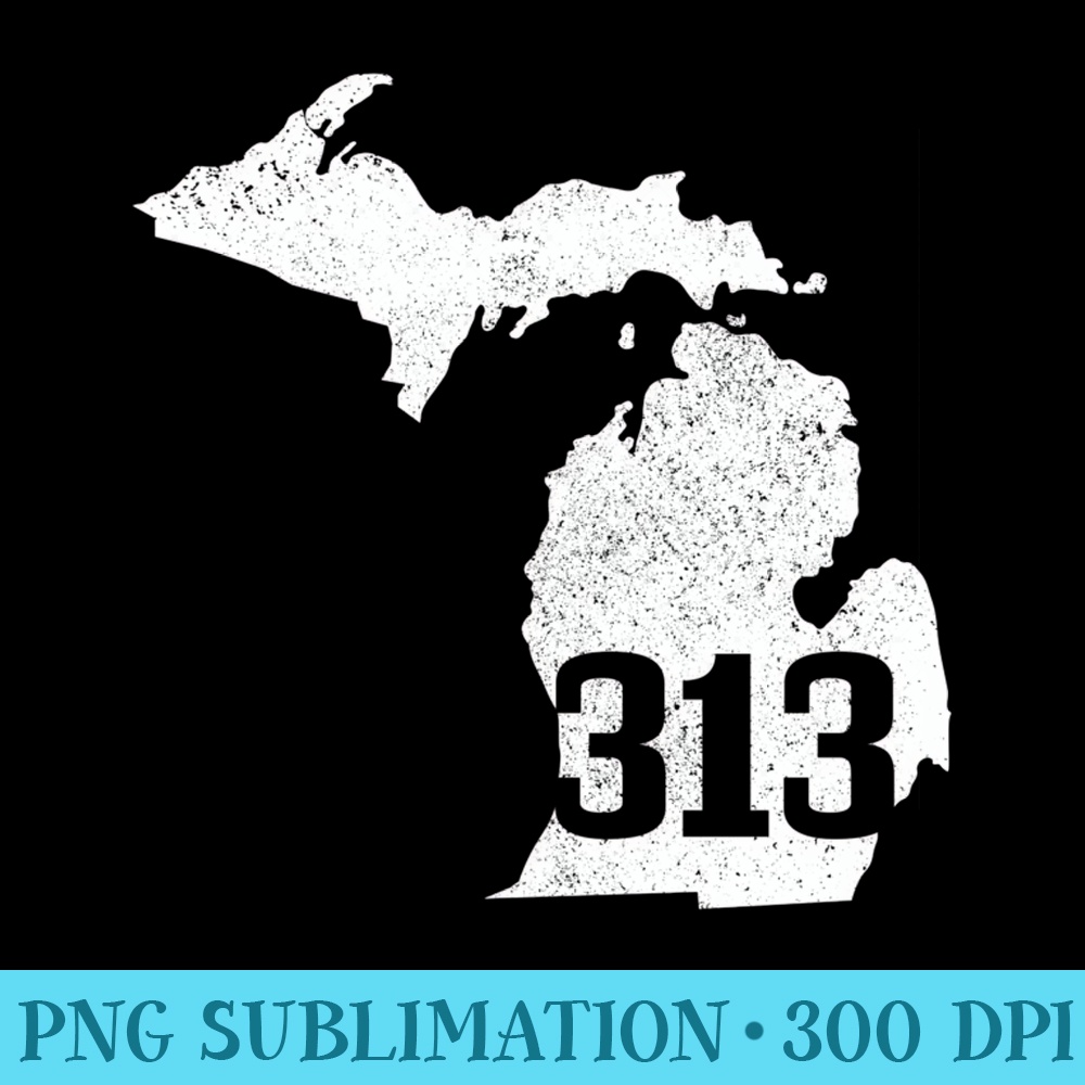 Detroit 313 Area Code Michigan Map State Pride Vintage - Exc | Inspire ...