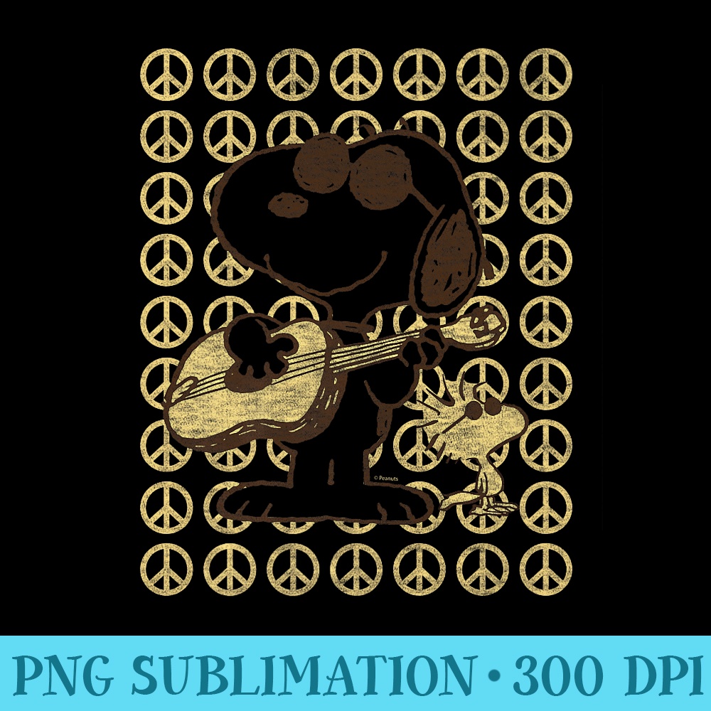 Peanuts - Snoopy Woodstock Guitar & Peace Signs Premium - Mu | Inspire ...