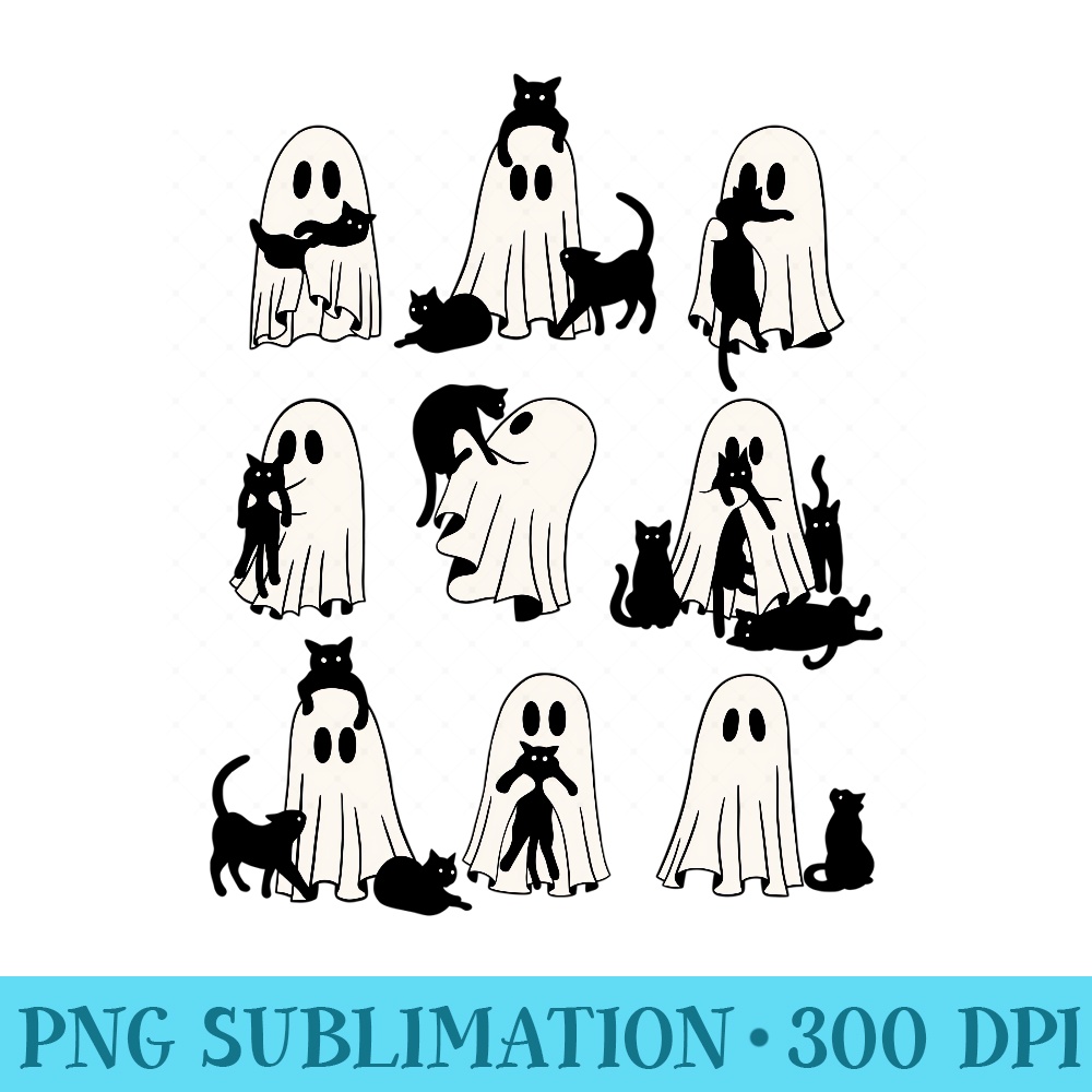 Halloween Cat And Ghost Cats Ghosts Retro Groovy Vintage Swe | Inspire ...