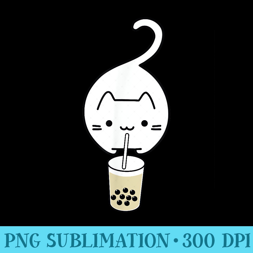Cat Jumping Drinking Boba Milk Tea Bobalogy - PNG Graphics D | Inspire ...