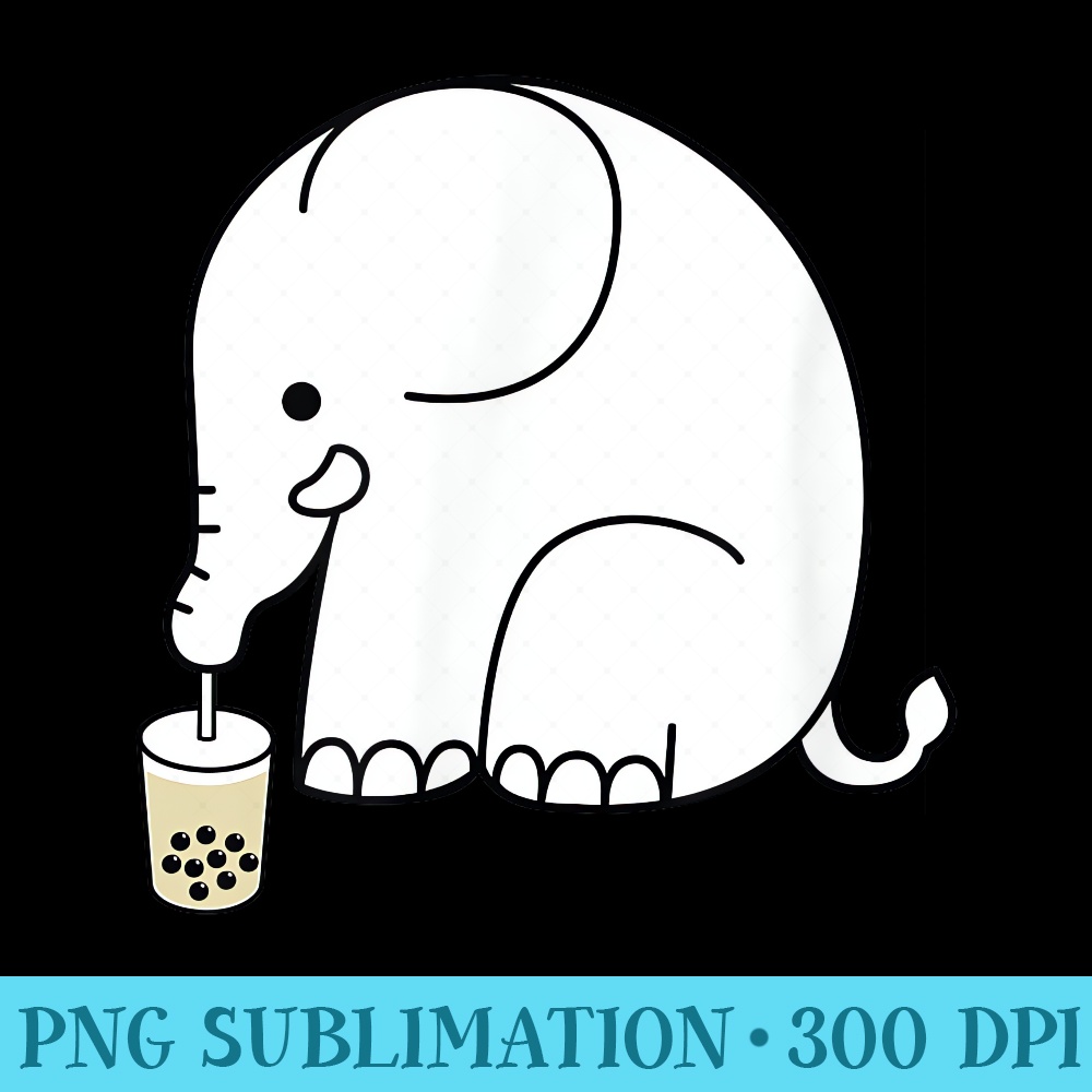 Cute Elephant Drinking Boba Bubble Milk Tea - Sublimation de | Inspire ...