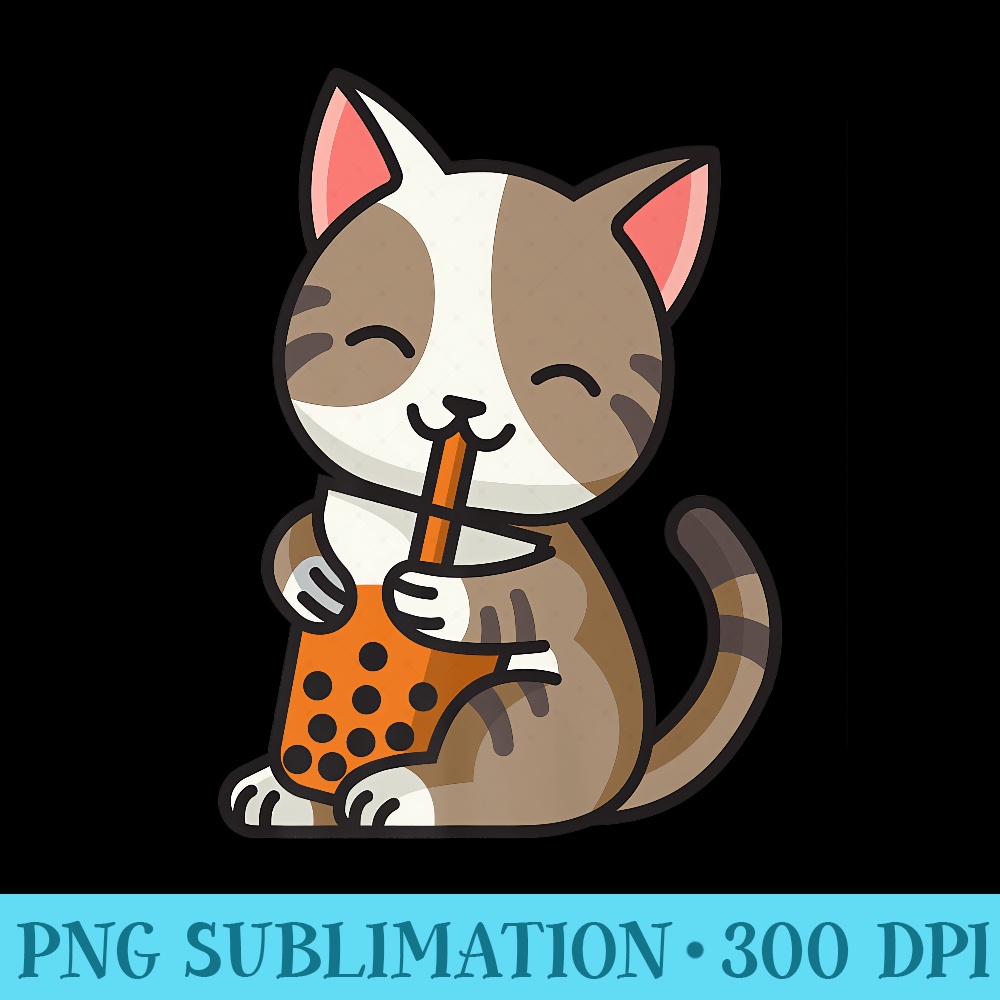 Tabby Cat Kawaii Boba Bubble Tea Cup Grey Japanese Anime Cat | Inspire ...