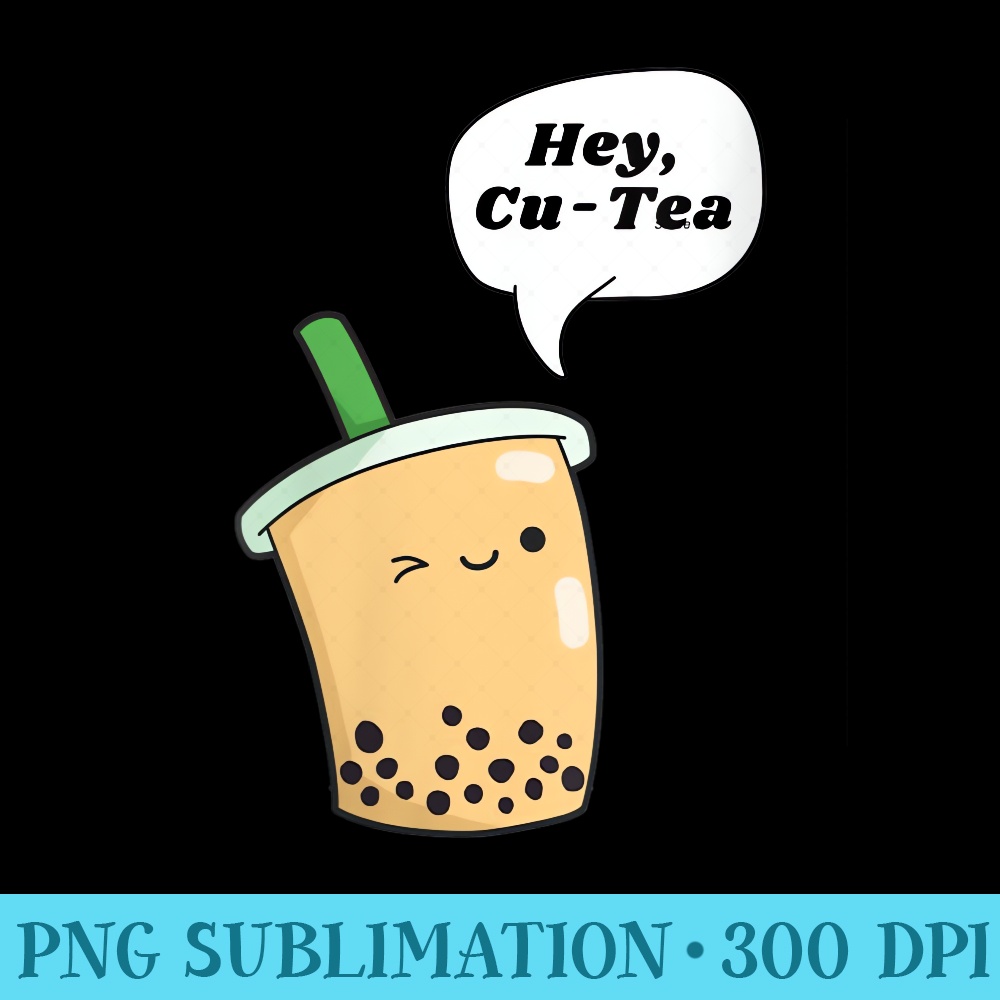 s Cute Hey Cu Tea Bubble Tea Boba Milk Tea Kawaii Idea - PNG | Inspire ...
