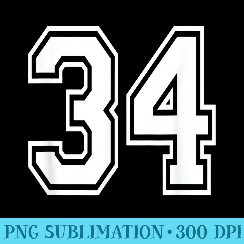 Number 34 T Birthday Varsity Sports Team Jersey - PNG Downlo | Inspire ...