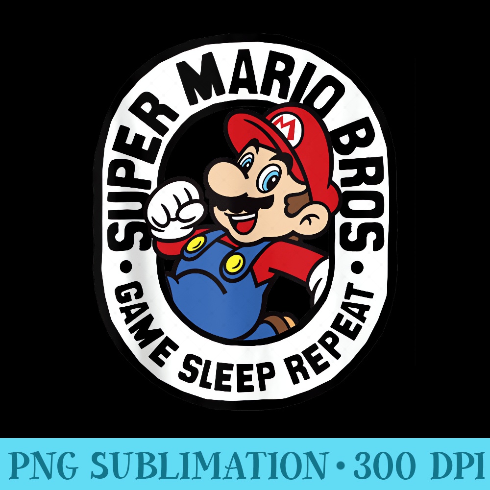 Super Mario Bros Game Sleep Repeat Portrait - PNG Download | Inspire Uplift