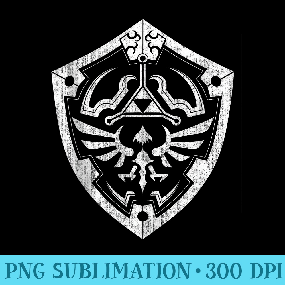 Nintendo Zelda Link's Hylian Shield Distressed Logo - Transp | Inspire ...