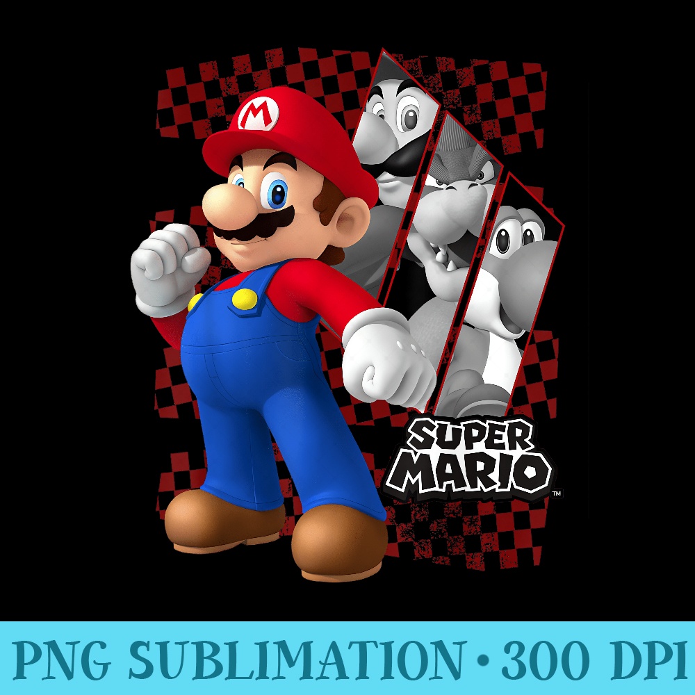Nintendo Super Mario Large Mario Portrait Checkered Backdrop | Inspire ...