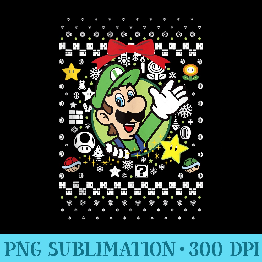 Super Mario Luigi Classic Ugly Christmas - Sublimation image | Inspire ...