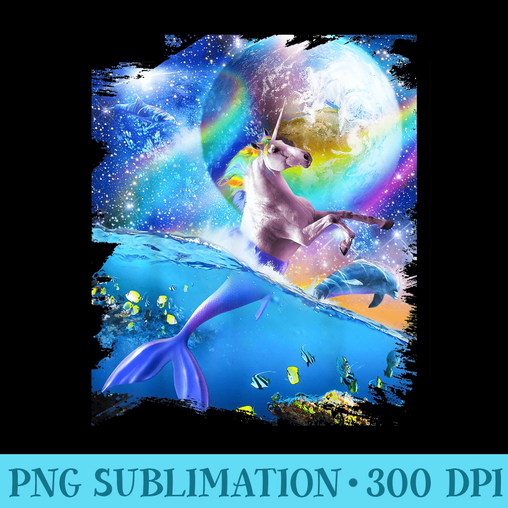 Rainbow Space Mermaid Unicorn, Mermicorn, Dolphin - Stylish | Inspire Uplift