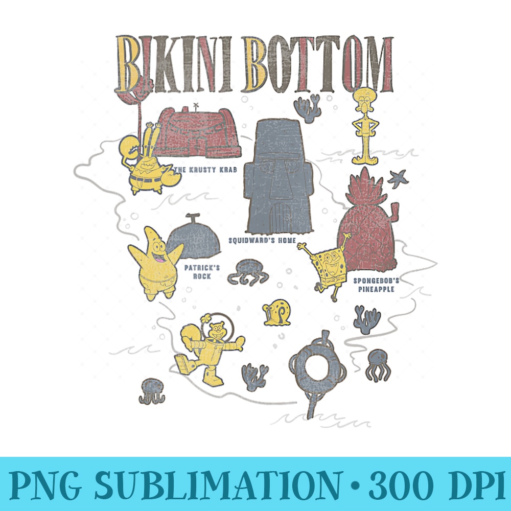 SpongeBob SquarePants Bikini Bottom Houses Map Distressed - | Inspire ...