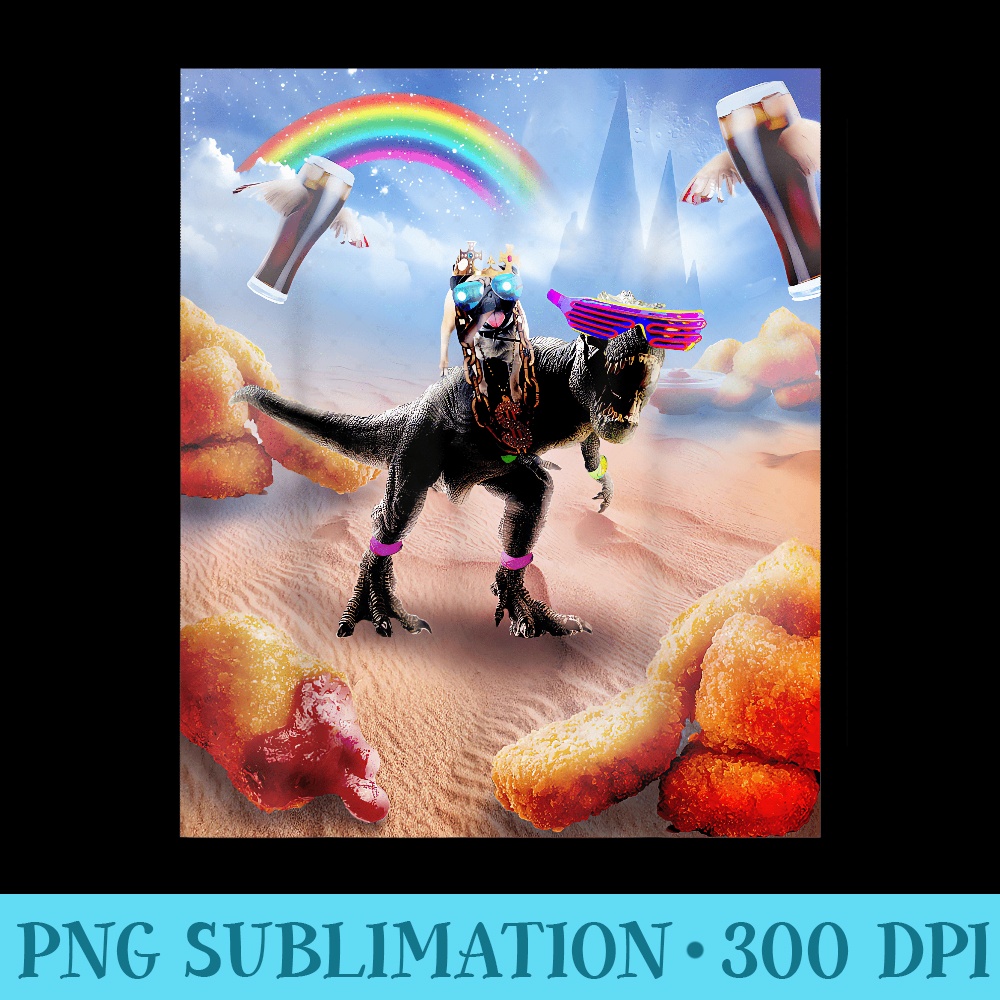 Pug Riding Dinosaur With Chicken Nuggets And Cola - Digital | Inspire ...