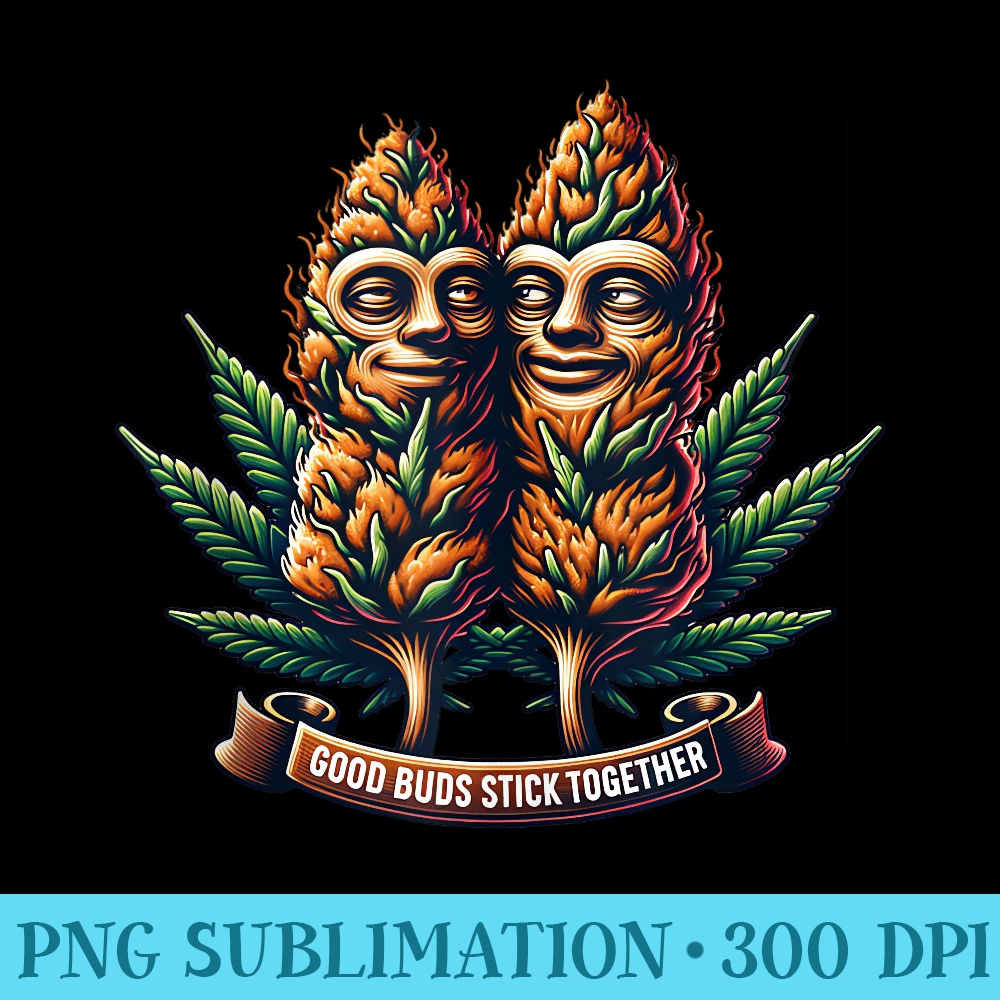 Cute Kawaii Graphic Good Buds Stick Together 420 Weed - PNG | Inspire ...