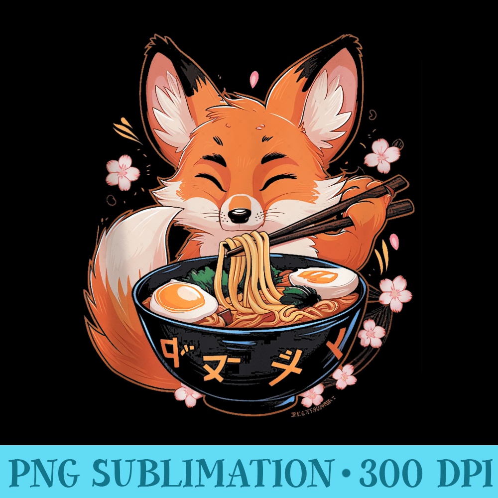 Cute Japanese Anime Kawaii Fox Eating Ramen Manga Anime - Sh | Inspire ...