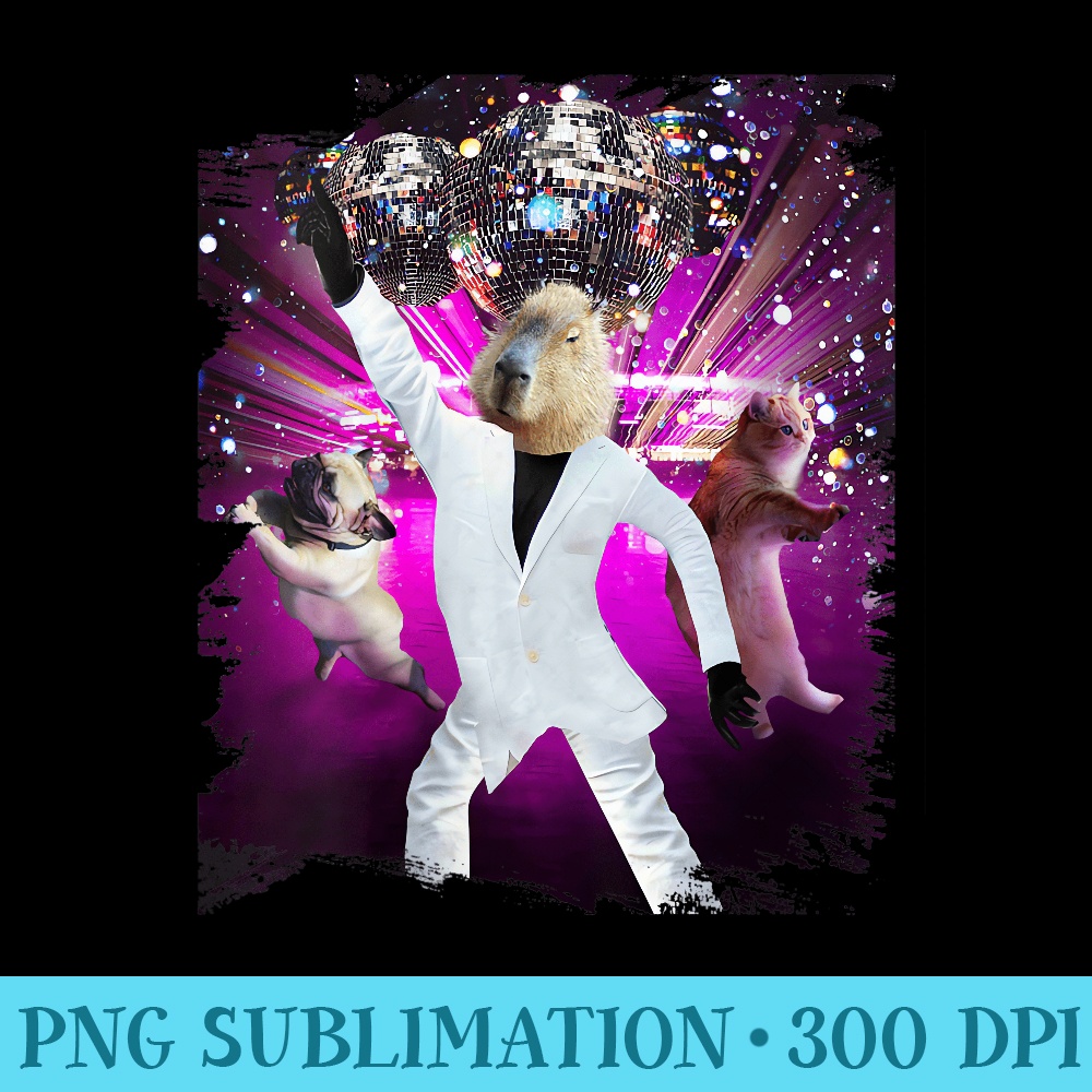 s Disco Ball Capybara Dancing Funny - Trendy PNG Designs | Inspire Uplift
