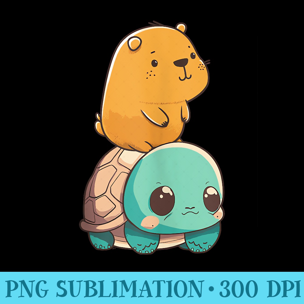 Cute Adorable Anime Turtle And Capybara Kawaii Animals Natur | Inspire ...