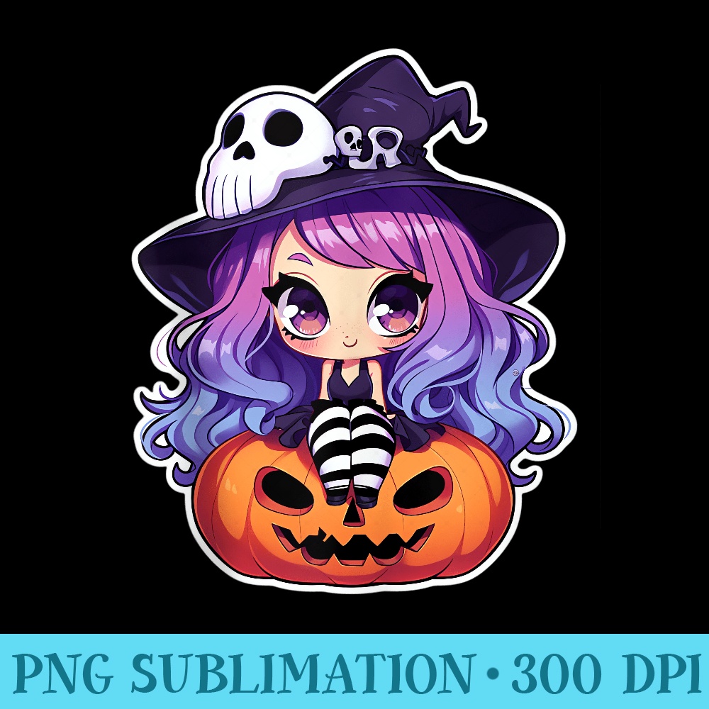 Chibi Anime Kawaii Otaku Uwu Witch Halloween Treat - PNG Dow | Inspire ...