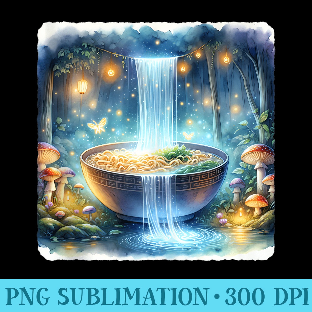 Ramen Noodles As Waterfall In Enchanted Landscape. Pond - Tr | Inspire ...