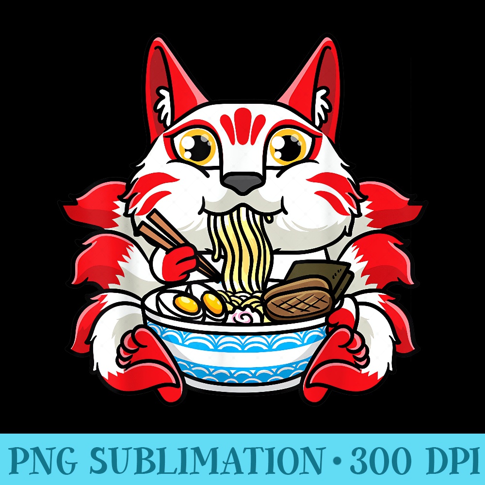 Kitsune Eating Ramen Noodles Otaku Japanese Nine Tailed Fox | Inspire ...