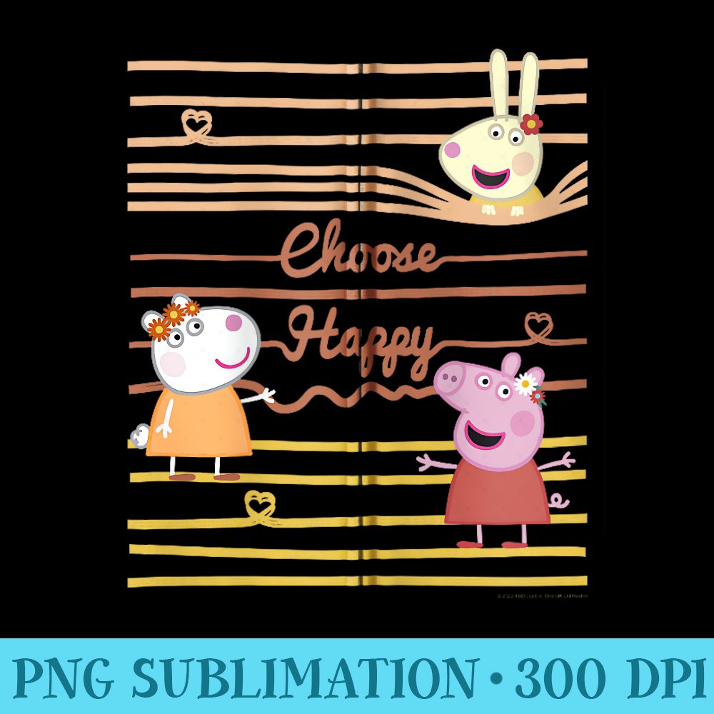 Peppa Pig Choose Happy Line Art Italics Font Friends Play - | Inspire ...