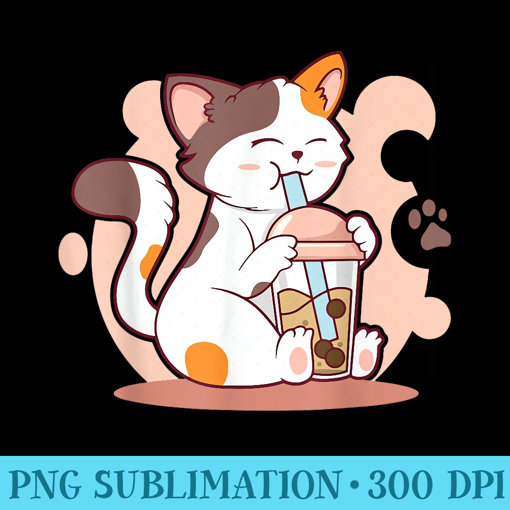 Cute Cat Boba Bubble Tea Kawaii Anime Japanese Girl n - PNG | Inspire ...