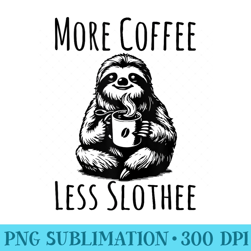 More Coffee Less Slothee Funny Sloth and Coffee Lover Saying | Inspire ...