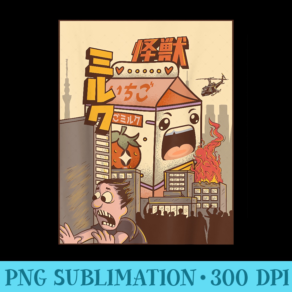 Kaiju Strawberry Milk Carton Japanese Monster - Sublimation - Inspire ...
