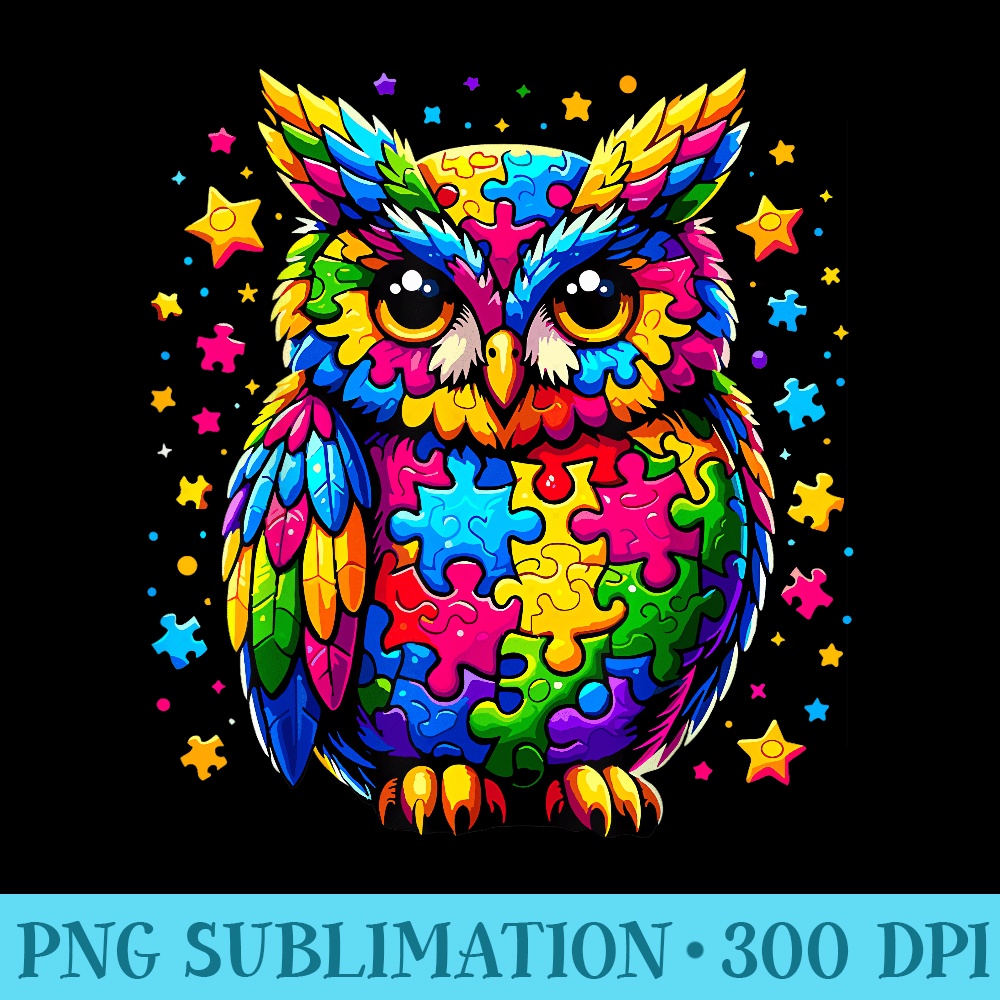 Autism Awareness Owl Puzzle - Sublimation backgrounds PNG | Inspire Uplift