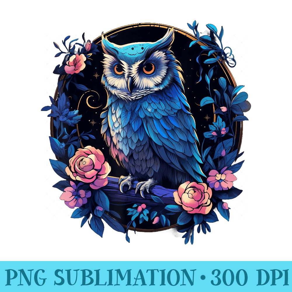 Cottagecore Aesthetic Floral Owl - Sublimation clipart PNG - Inspire Uplift