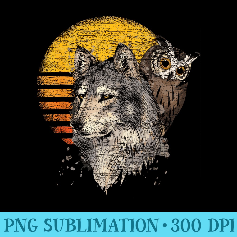 Retro Wolf Owl - High Quality PNG files | Inspire Uplift