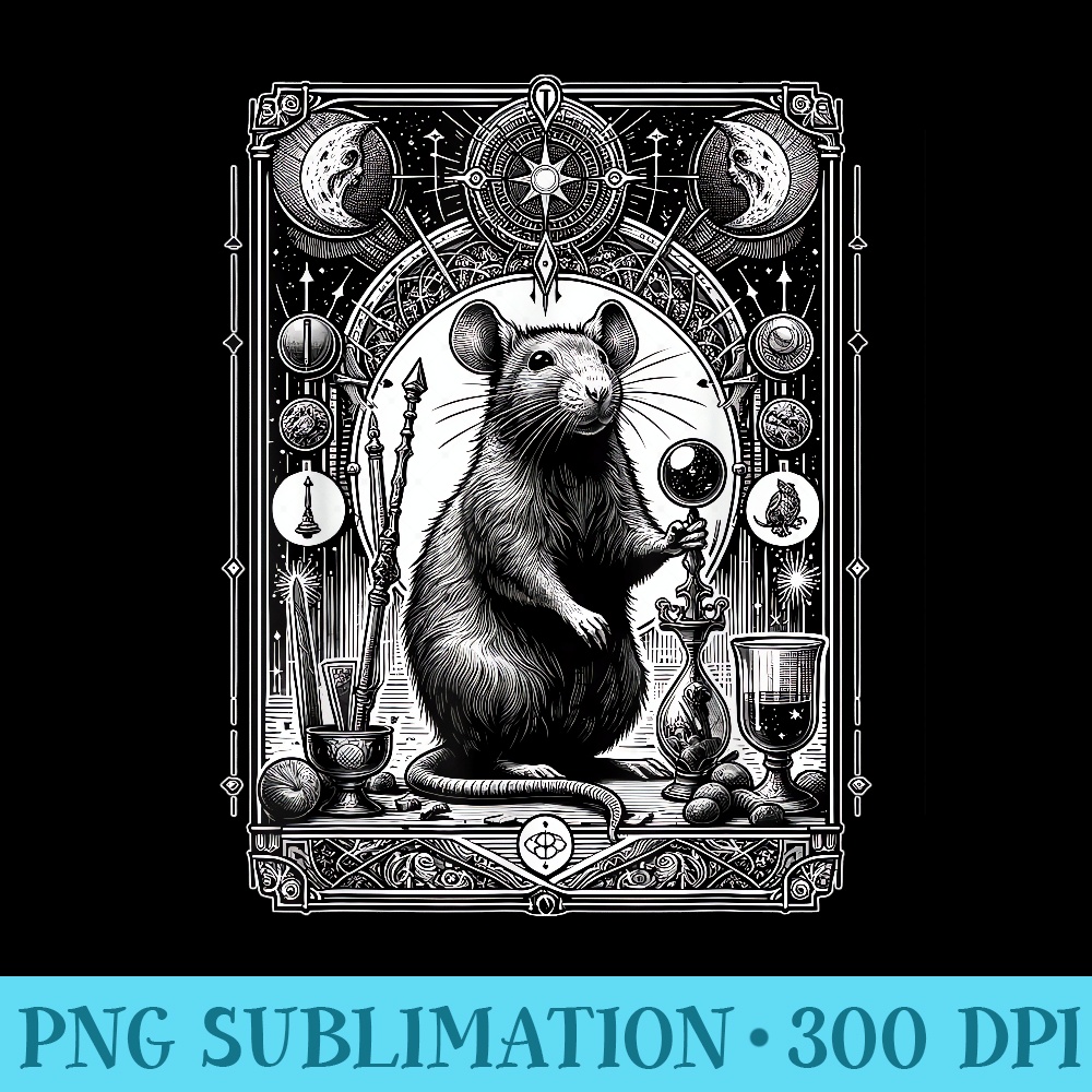 Black and White Rat Tarot Card Distressed Rats Lover Animals | Inspire ...