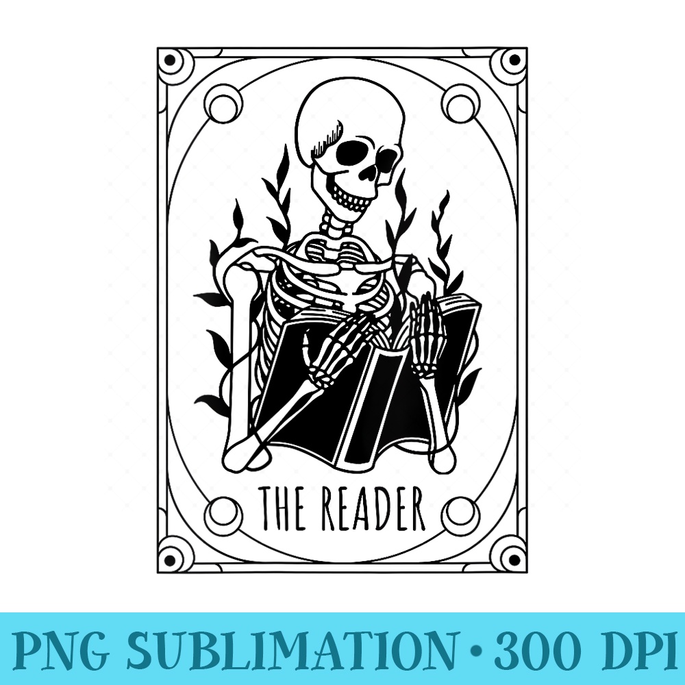 Womens The Reader Tarot Card Skeleton Reading Book - PNG Dow | Inspire ...