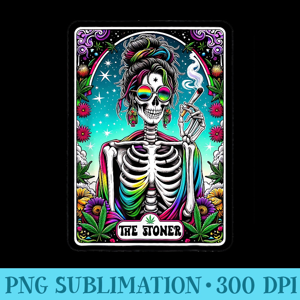 The Stoner Retro Style Weed Skeleton Tarot Card Funny Outfit | Inspire ...