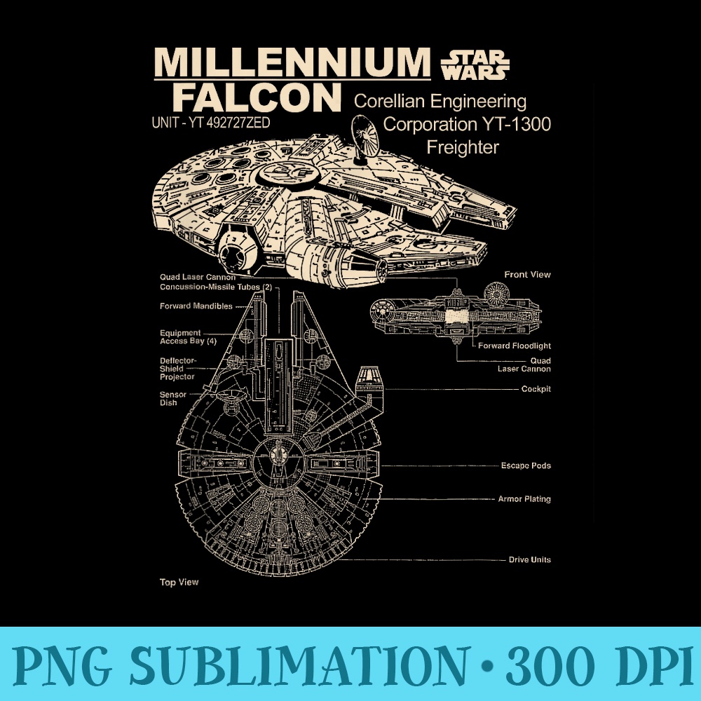 Star Wars Classic Millennium Falcon Freighter Schematic - Ca | Inspire ...