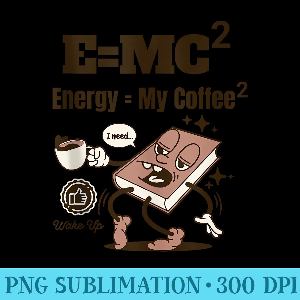 Funny Coffee Energy Equals My Coffee Squared, EMC2 - PNG Pic | Inspire Uplift